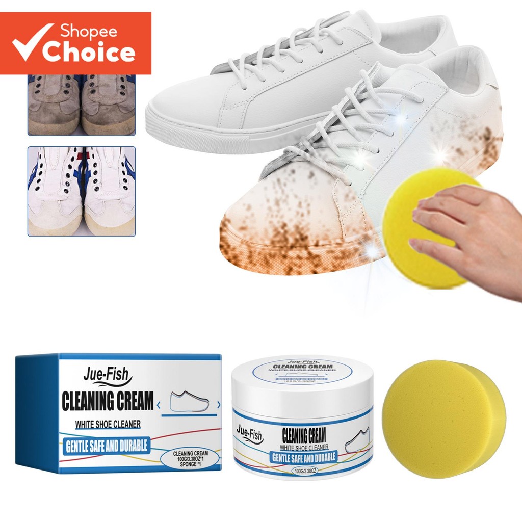 JUE-FISH White Shoe Cleaning Cream Waterless Multi-Purpose Cleaner for ...