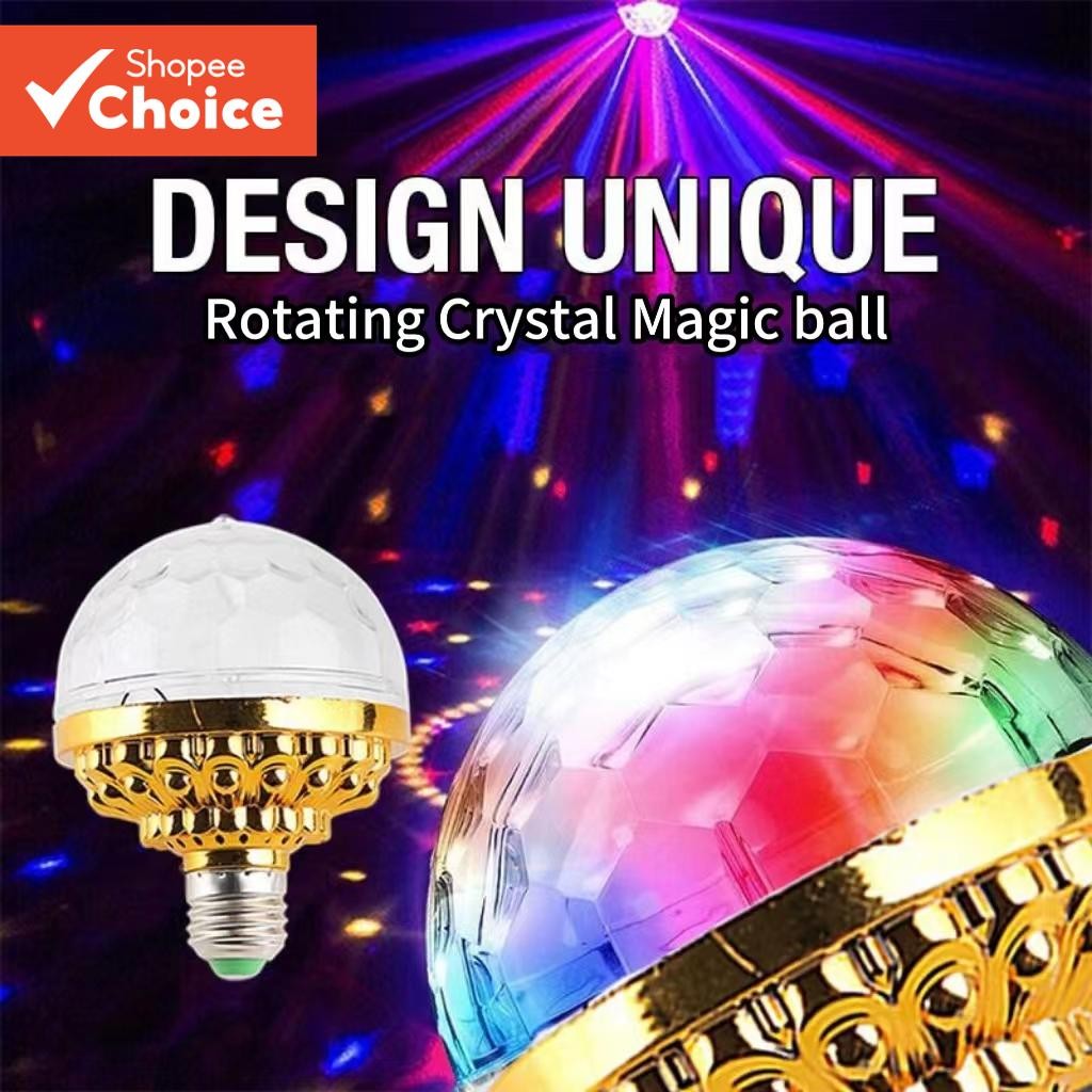E27 Mini RGB Crystal Rotating Ball Light – Projection Lamp for Parties ...