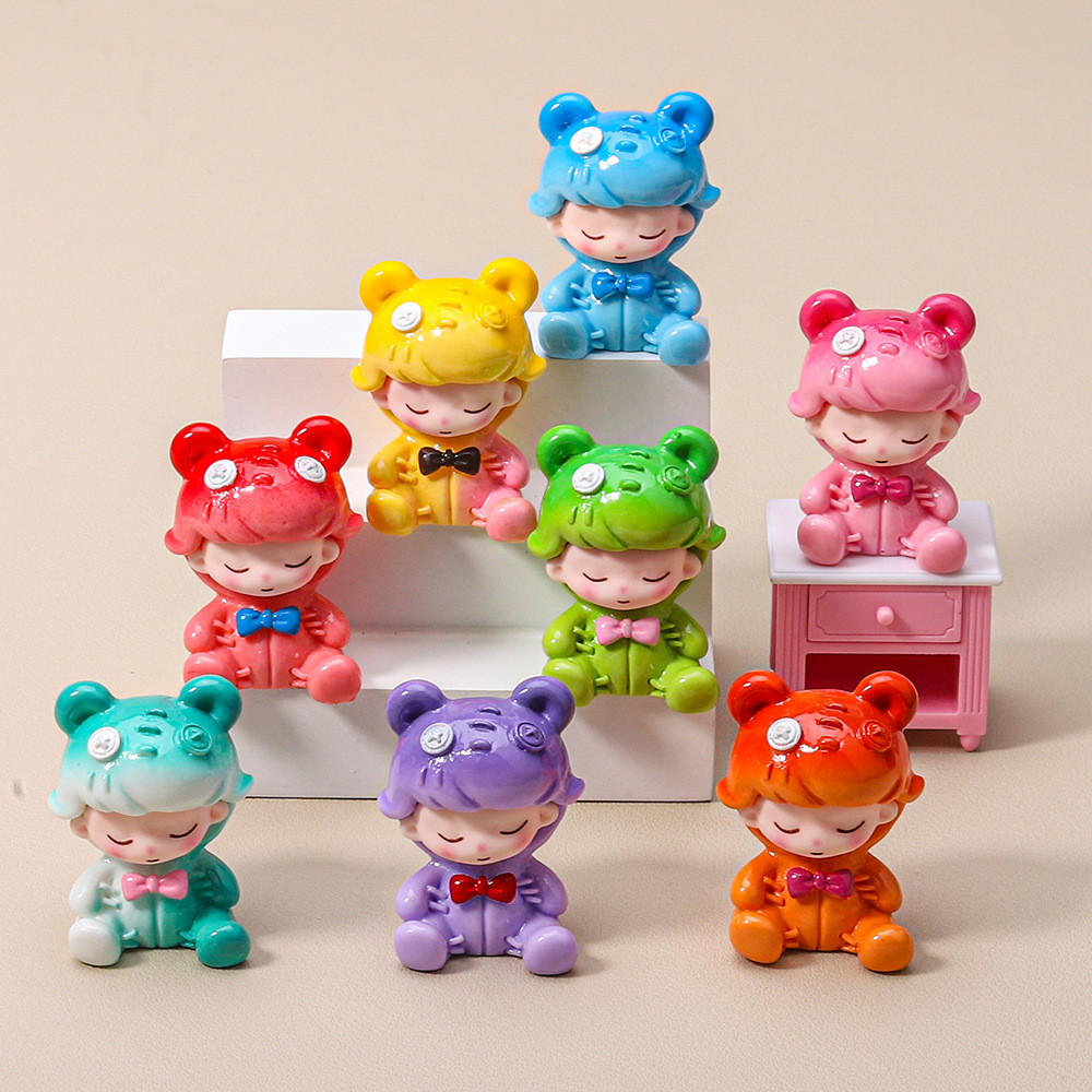 8PCS Gradient Dimoo Sitting Bear Solid Resin Charms for DIY | Shopee ...