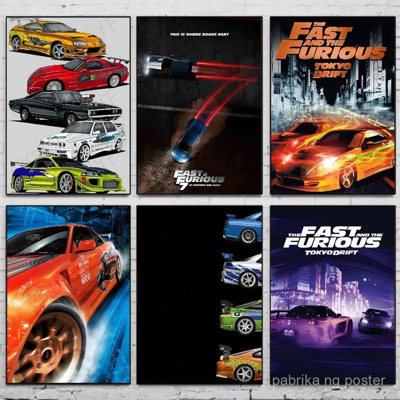 F-Fast and Furious Classic Vintage Poster HD Art Wall Sticky Waterproof ...