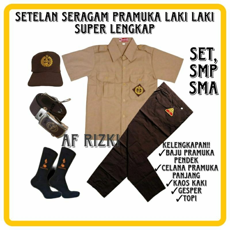 BAGASHOP SCOUT UNIFORM SET FOR SMP/SMA BOYS' SHORT CLOTHES COMPLETE SET ...