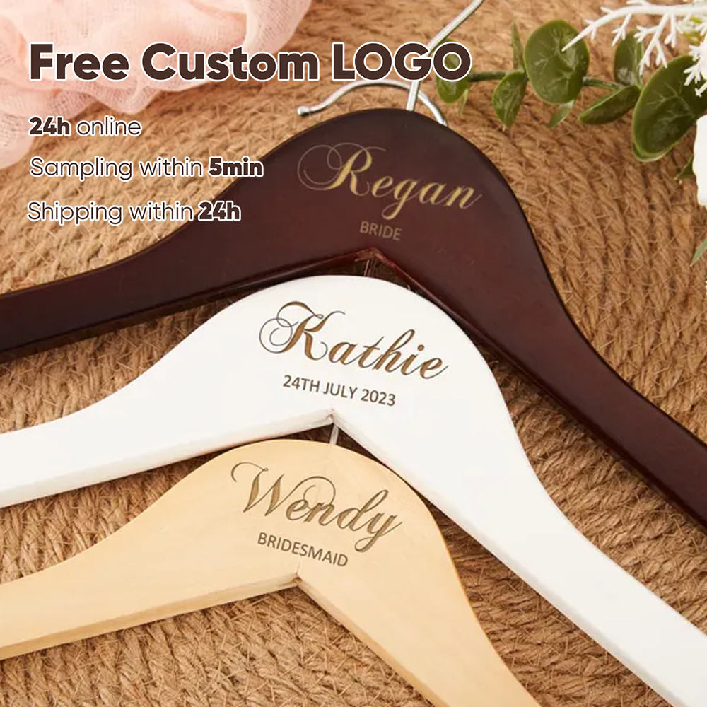 Wooden Hanger Free Personalized Engraved Brand Logo Suit Hangers Custom ...