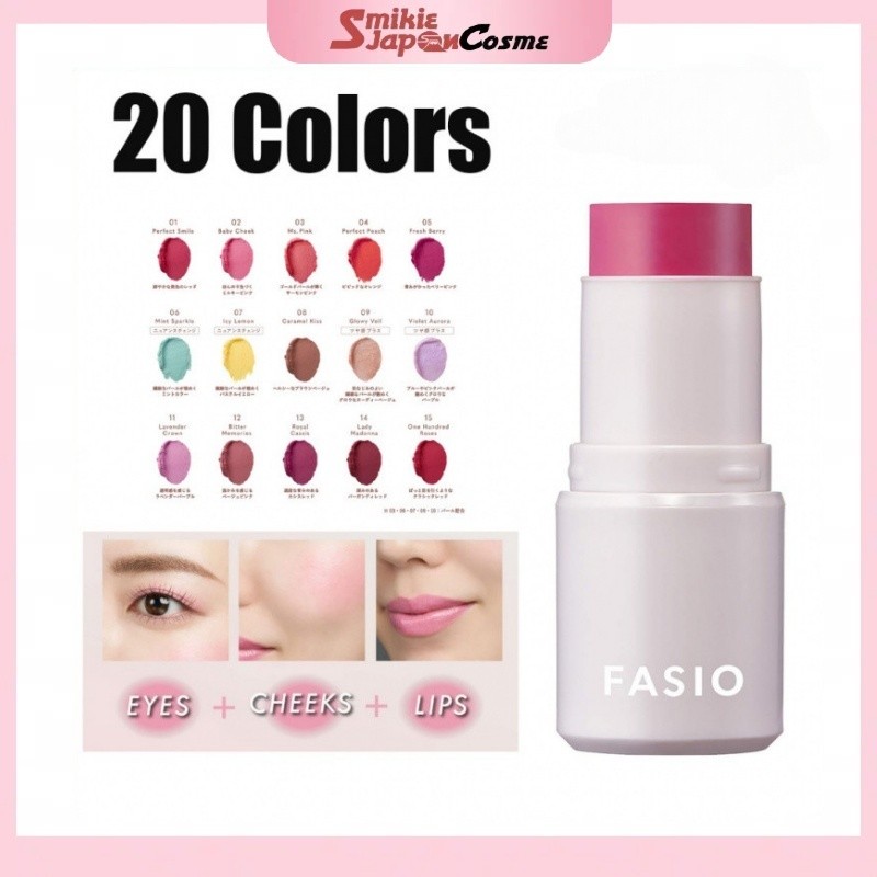 KOSE FASIO Multi Face Stick 20 Color 4g For Eye color / Cheek / Lip - Direct From Japan | Shopee ...