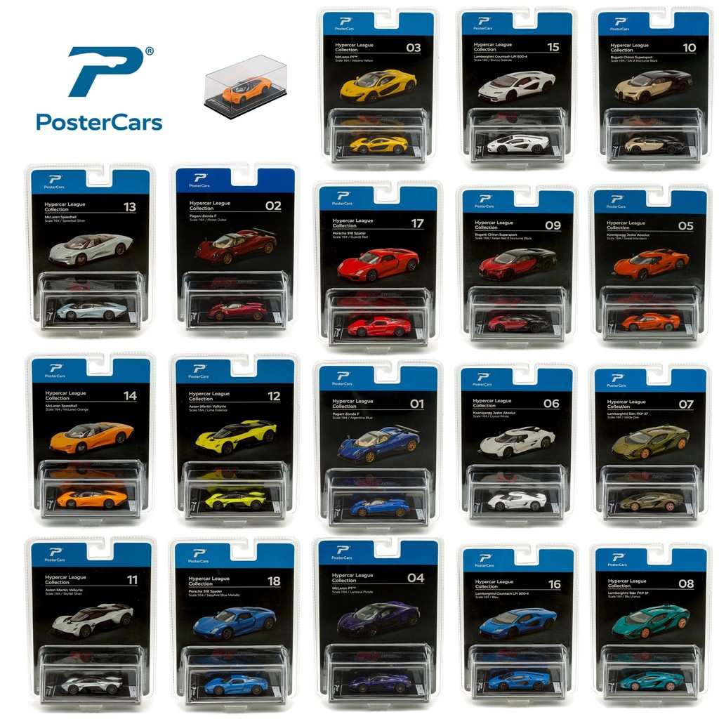 Postercars 1/64 Pagani McLaren Koenigsegg Porsche Supercar Series ...