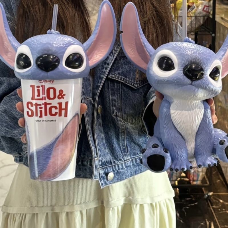 Stitch Big Head Water Cup Peripheral Shape Cup Straw Cup Movie Shape ...