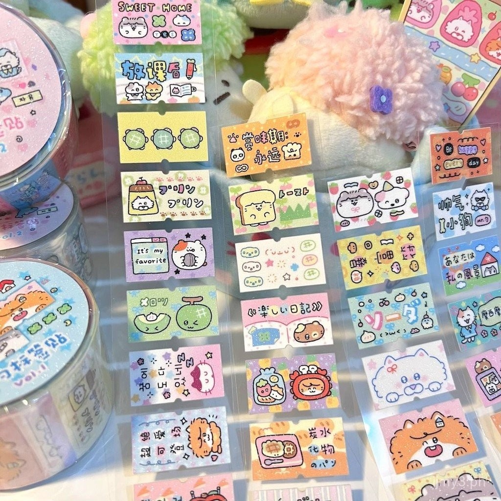 Journal Stickers-Cute Stickers-Pencil Spoon Label Roll Shiny Sand ...
