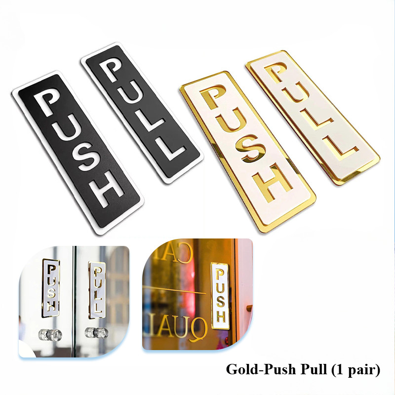 [PREMIUM QUALITY] 1Pair Push Pull Door Signage Acrylic Self-Adhesive ...