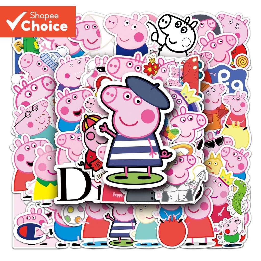 52 Piece Funny Peppa Pig DIY Creative Motor Stickers Car Stickers ...