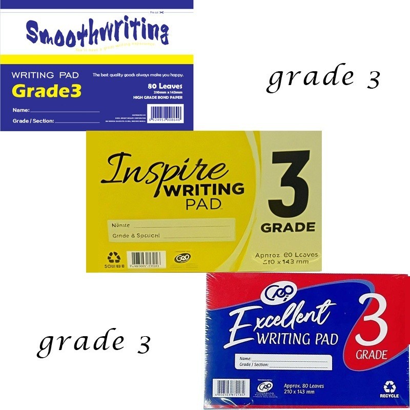 10 PCS Assorted Brand Writing Pads Grade 1/2/3 80 Leaves Ruled Paper ...