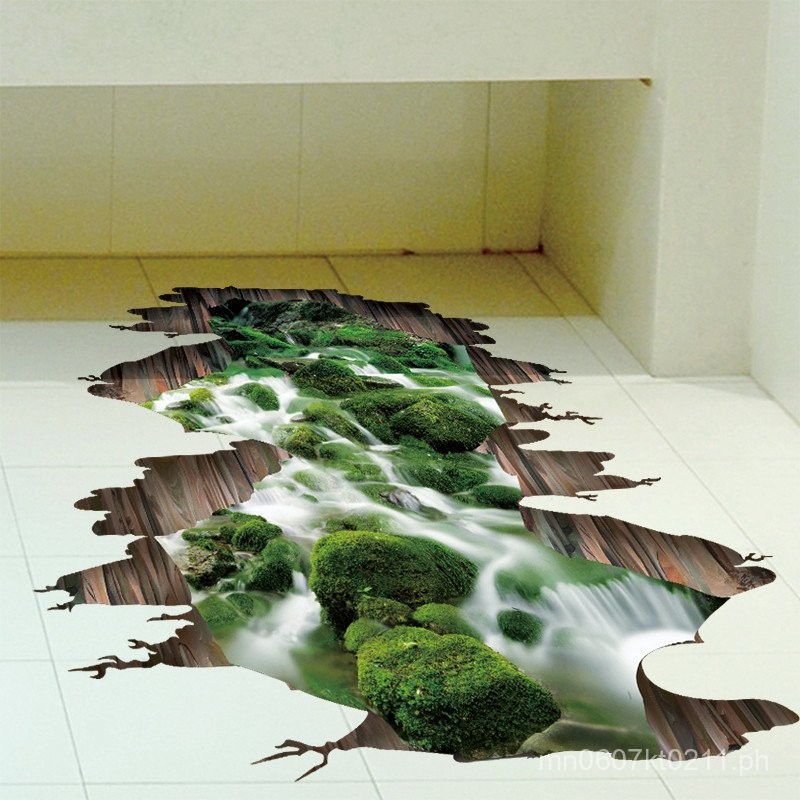 3d Floor Stickers Self-Adhesive Landscape Waterproof Living Room ...