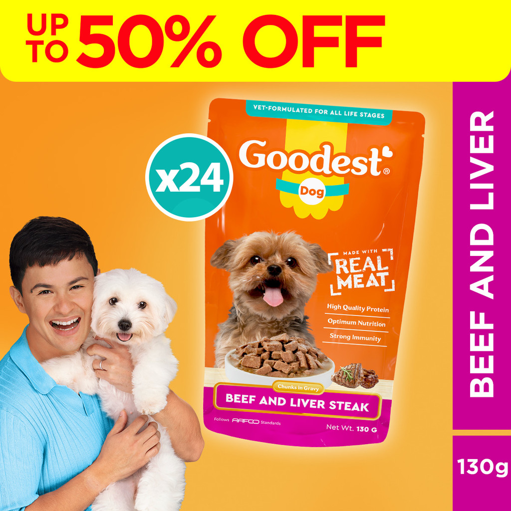 Goodest Dog Wet Food Pouch Beef and Liver Steak Pack of 24 (130g ...