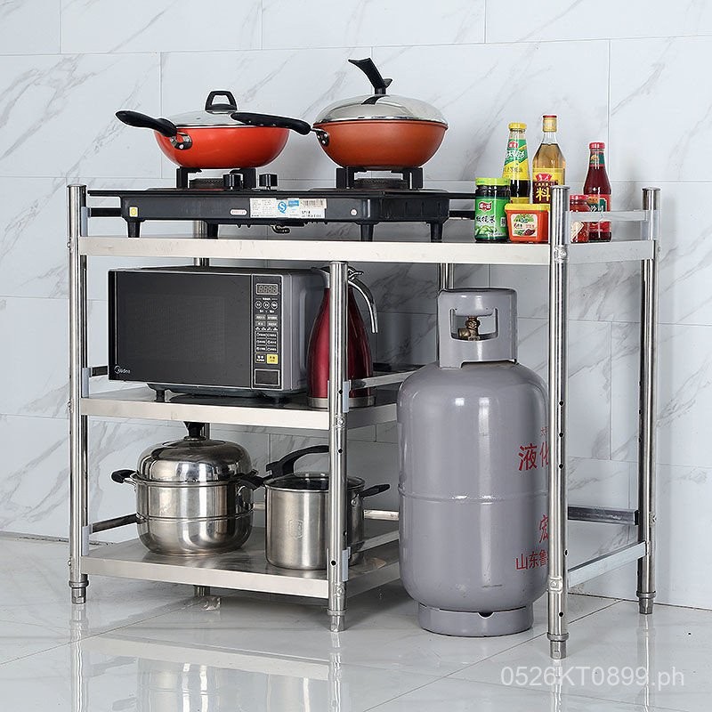 Three-Layer Kitchen Gas Tank Floor Storage Rack Stove Rack Organizer ...