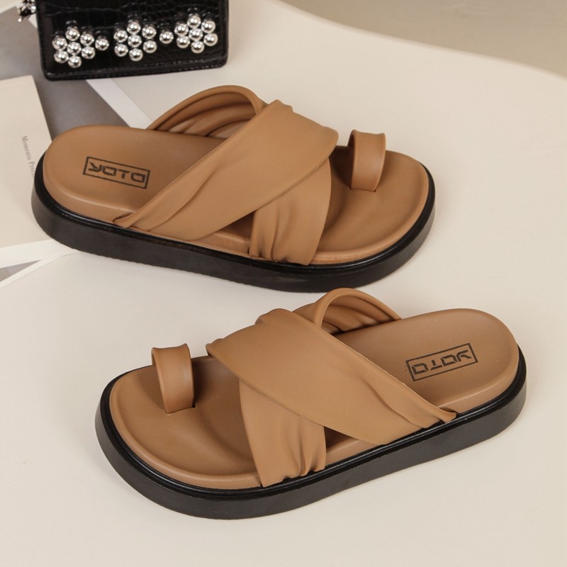 LALA Korean Style One Finger Sandals For Women Casual Cross-Strap Slip ...