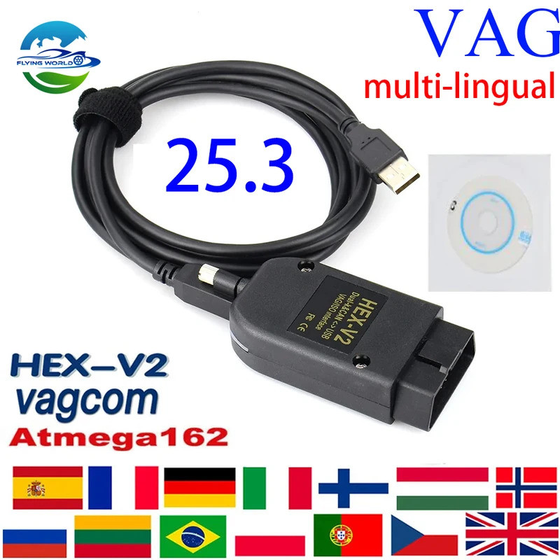 Newest V25.3 VAG Scanner VAG Tool VAG KKL VCDS Cable OBD2 Diagnostic Cable Multi-Language OBD2 ...
