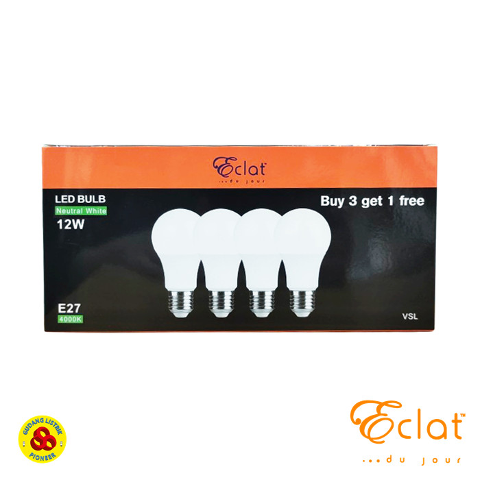 Eclat LED Bulb Package 12W Semu contains 4 VSL Pack 12 Watt CW | Shopee ...
