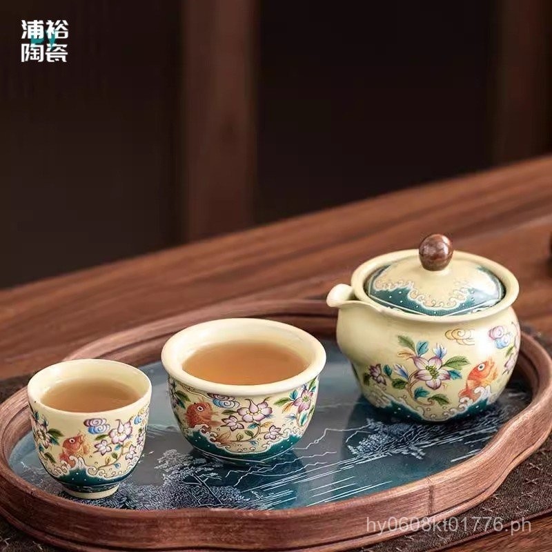 Yuyue Car-mounted Ru Kiln Tea Set Travel Outdoor Small Set Portable ...