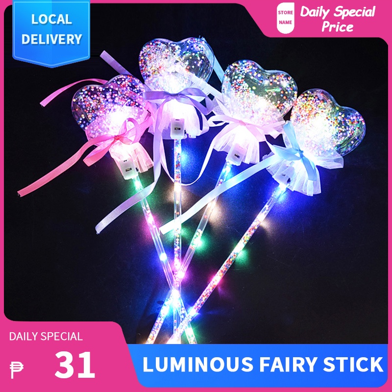 Flashing Crystal Magic Wand LED Light Glowing Ribbon Ball Stick ...