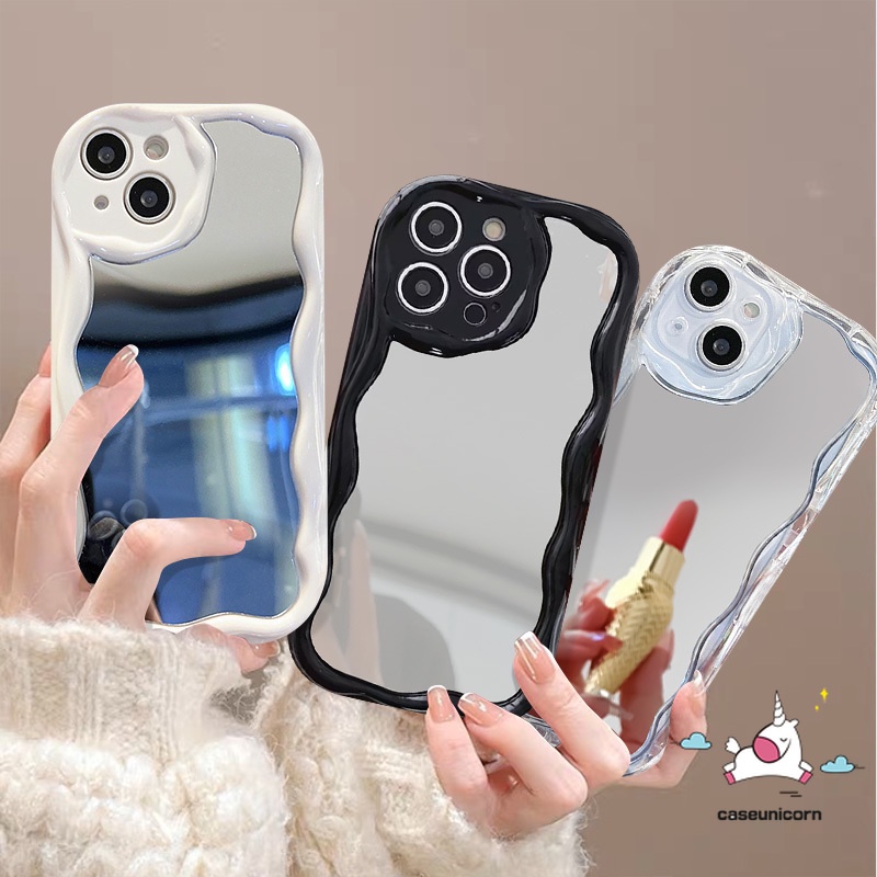 3D Wavy Curved Edge Make Up Mirror Phone Case Compatible for IPhone 11 ...