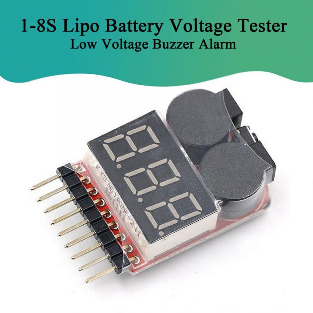 2in1 LiPo Battery Voltage Tester RC Low Voltage Buzzer Alarm for 1 - 8S ...