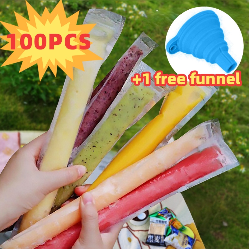 20/100PCS Disposable Ice Popsicle Mold Bags Bpa Free Freezer Tubes with ...