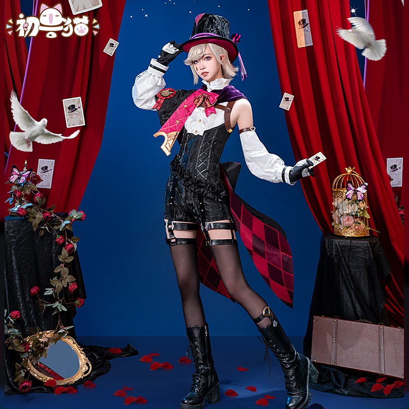 Genshin Impact cos Lyney cosplay Game Anime Magician Costume | Shopee ...