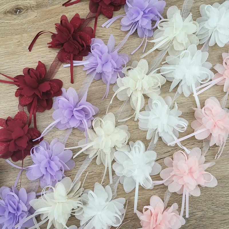 (10 Pieces/batch) 75mm Color Petal Chiffon Lace Fabric Webbing Handmade ...