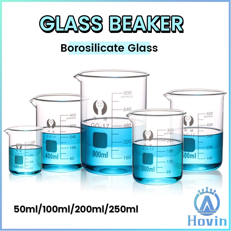 Glass Beaker 50/100/250/200ml Laboratory Measuring Cup Glassware For ...