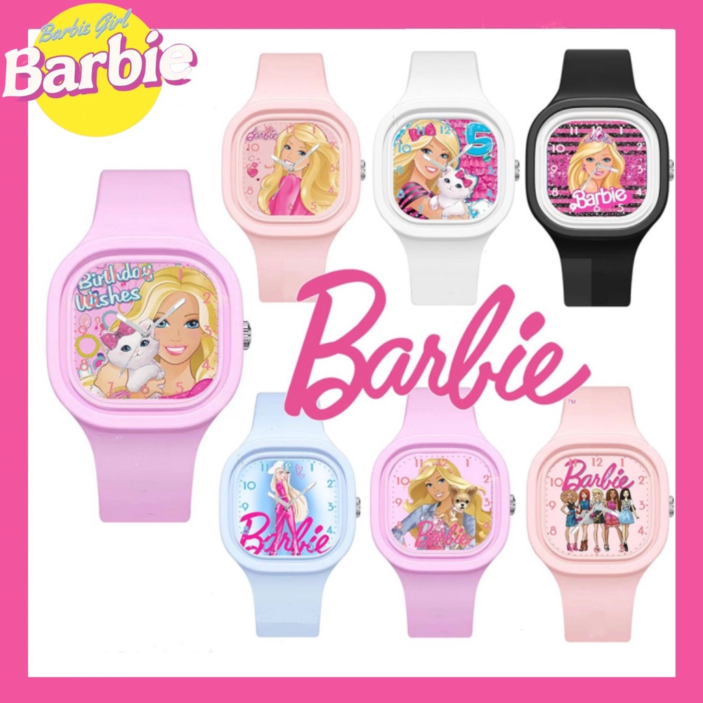 Barbie Pink Watch for Kids Girls Silicone Strap Square Dial High ...