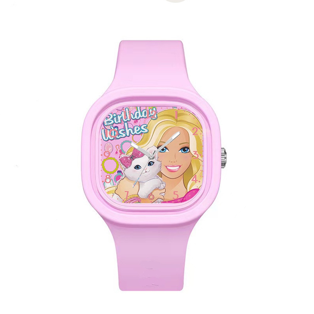 Barbie Pink Watch for Kids Girls Silicone Strap Square Dial High ...