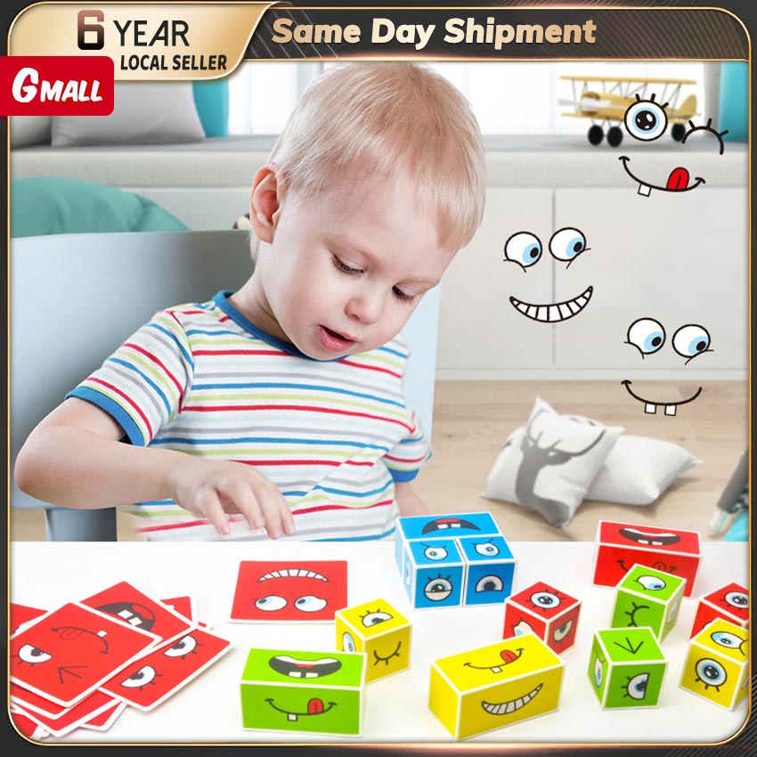 【Fast Delivery】 Cube Face Game Wooden Toys Face-Changing Cube ...