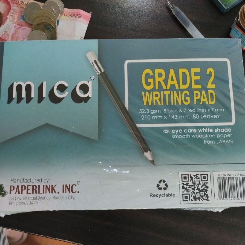 grade two writing pads mica 10pads in one ream new | Shopee Philippines
