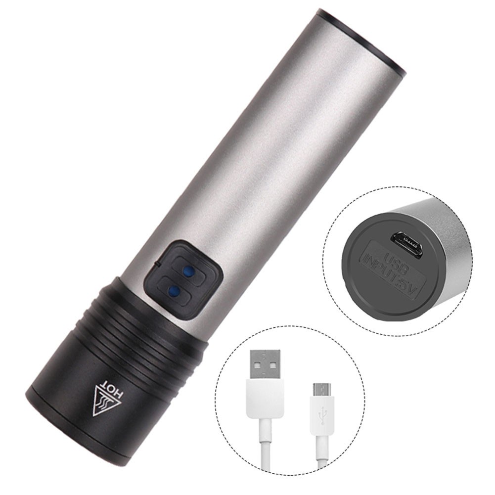 Mini Aluminum LED Flashlight USB Rechargeable Flashlight 4 Modes ...