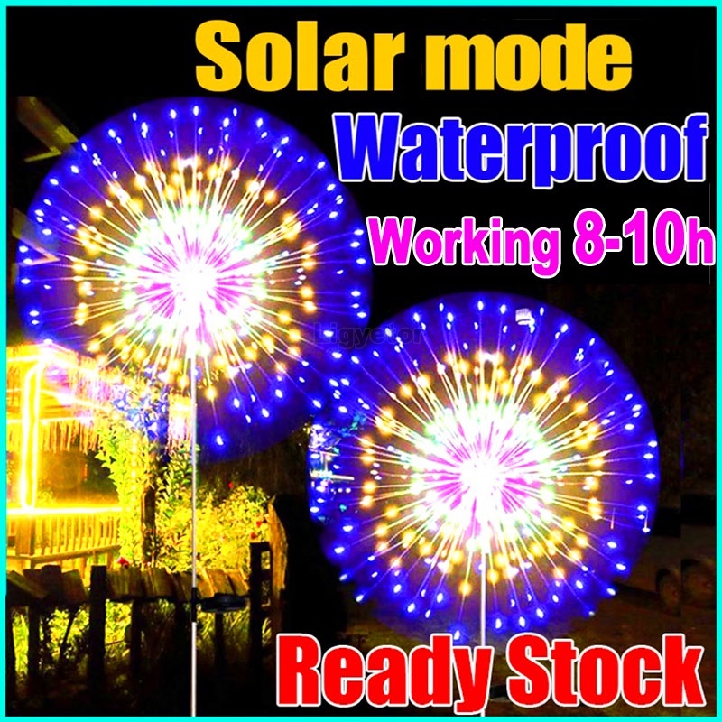 Fireworks Lights Waterproof Outdoor Solar Copper Wires String Starburst ...