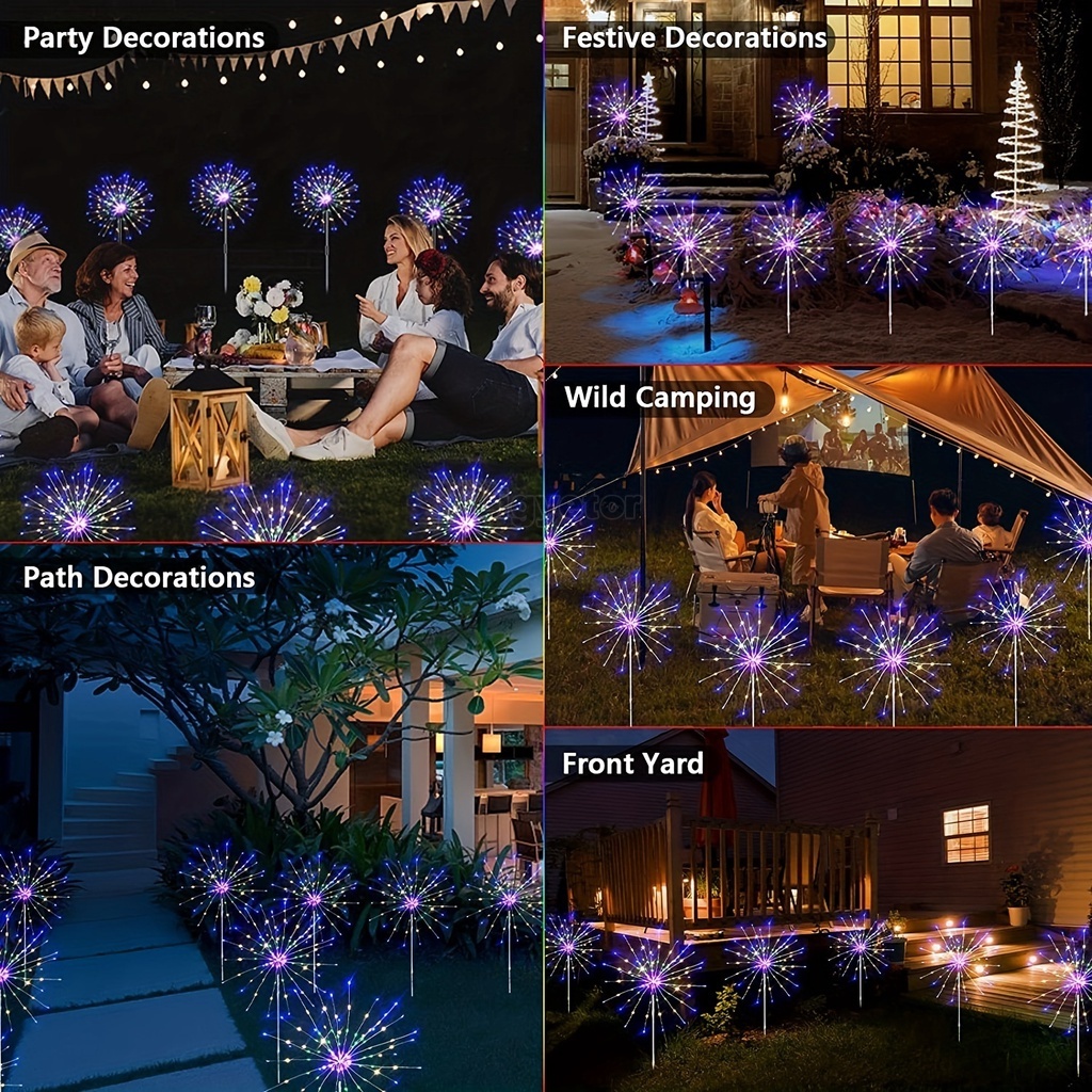 Waterproof Outdoor Solar Fireworks Lights Copper Wires String Starburst ...
