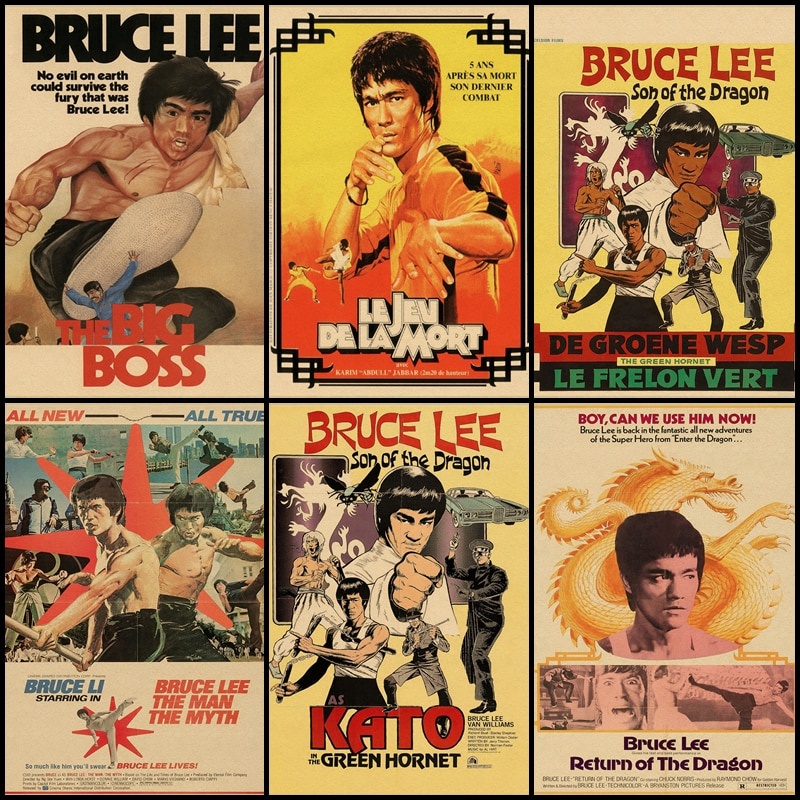 Retro Poster Bruce Lee Nostalgic Classic Movie Poster Kung Fu Actor ...