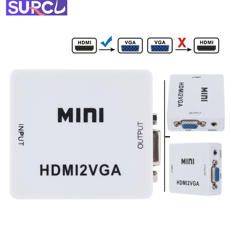 Mini HDMI to VGA Adapter HDMI2VGA Converter Digital Analog HD 1080p For ...