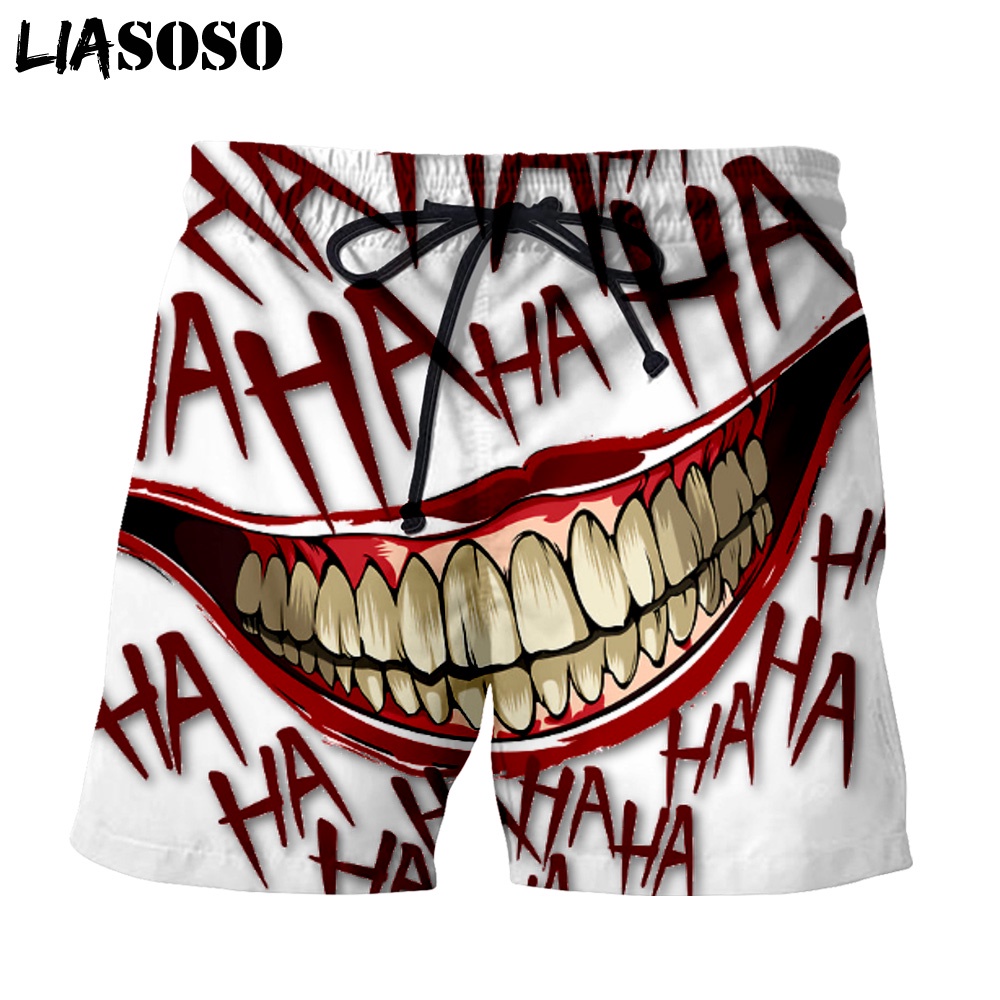 LIASOSO Creative Face Joker Haha Men's Shorts Beach Casual Shorts ...