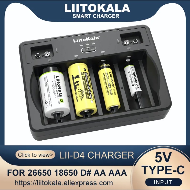 LiitoKala Lii-D4XL Lii-D4 21700 18650 3.7V Li ion 3.2V LiFePO4 1.2V Ni ...