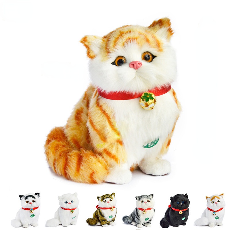 Cute Simulation Cat Plush Toys Soft Stuffed Kitten Model Fake Cat ...