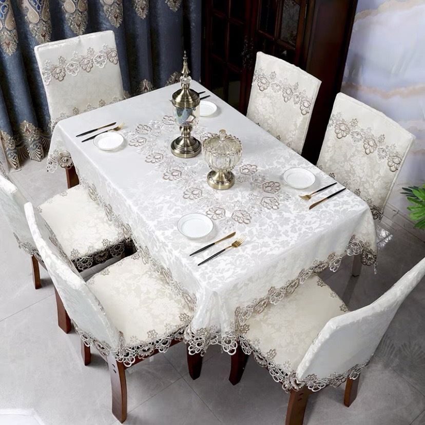 Tablecloth Rectangle Luxury Embroidery Lace Round Table Cover Flower ...