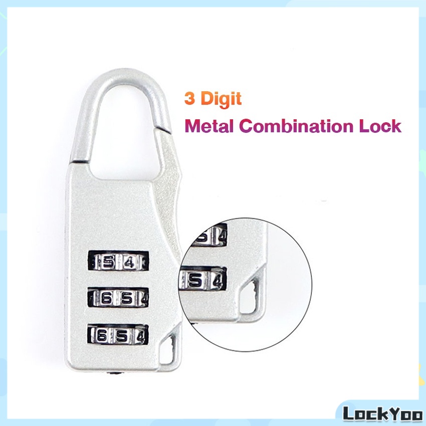 Resettable 3 Digit Metal Combination Lock Padlock for Suitcase Luggage ...