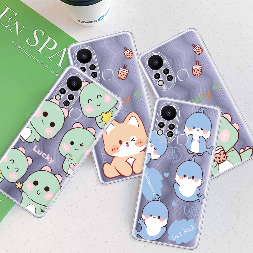 For Infinix Hot 11S NFC Case Clear Cute Cartoon Animals Silicone Soft ...
