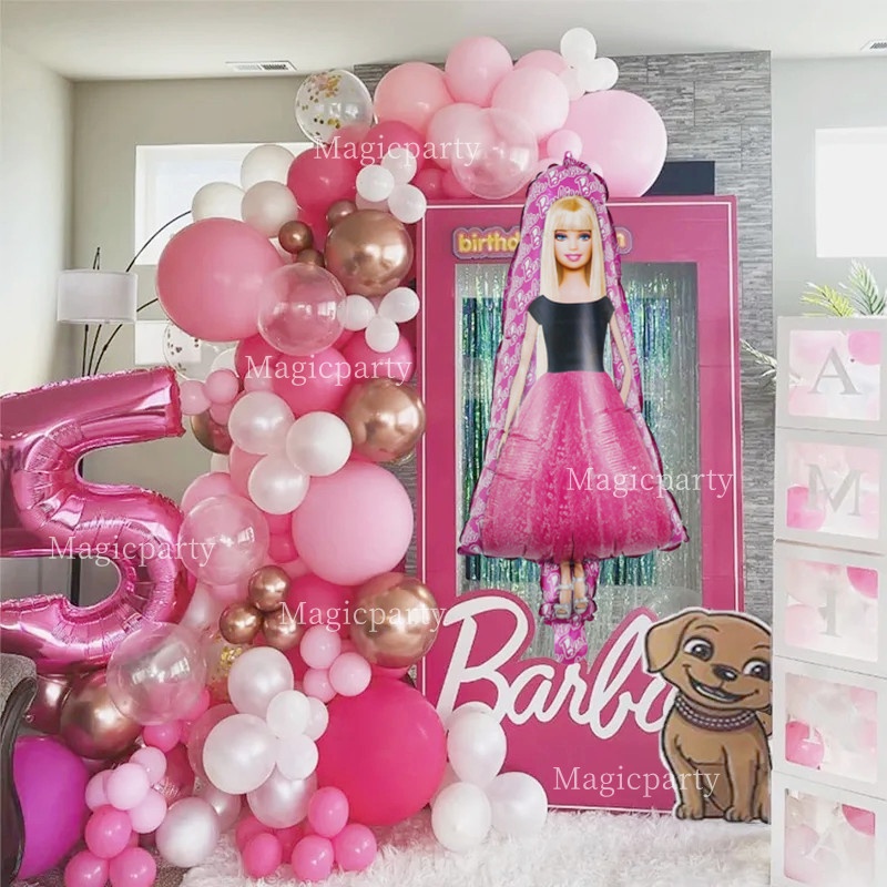 66pcs/set Barbie Balloon Garland Arch Kit 18Inch Double Sided Foil ...
