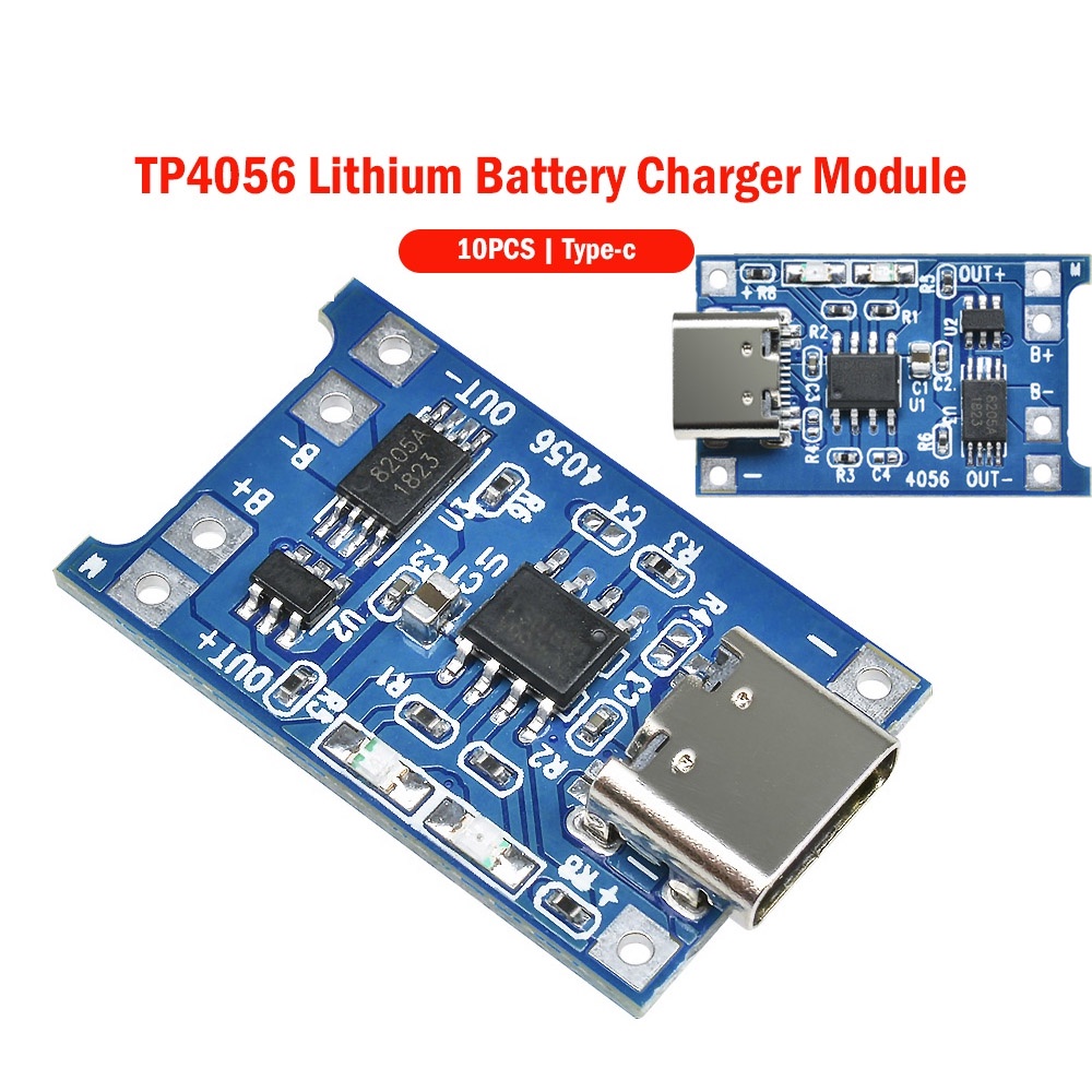 Type-C 5V 1A 18650 TP4056 Lithium Battery Charger Module Charging Board ...