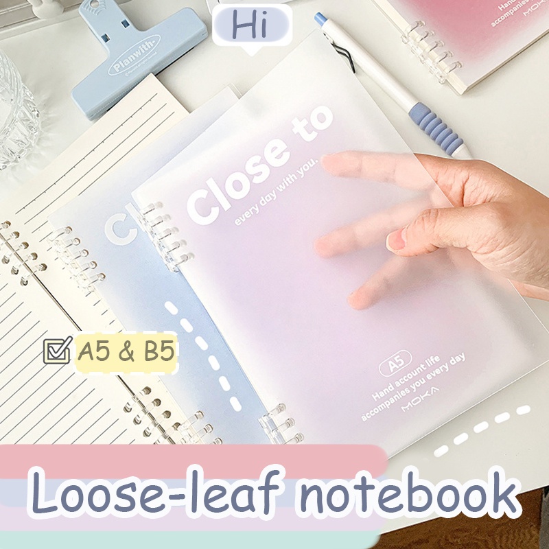 A5/B5 Binder Loose-Leaf Notebook 60 Sheets Lined Book for Students Writing Kawaii Simple ...