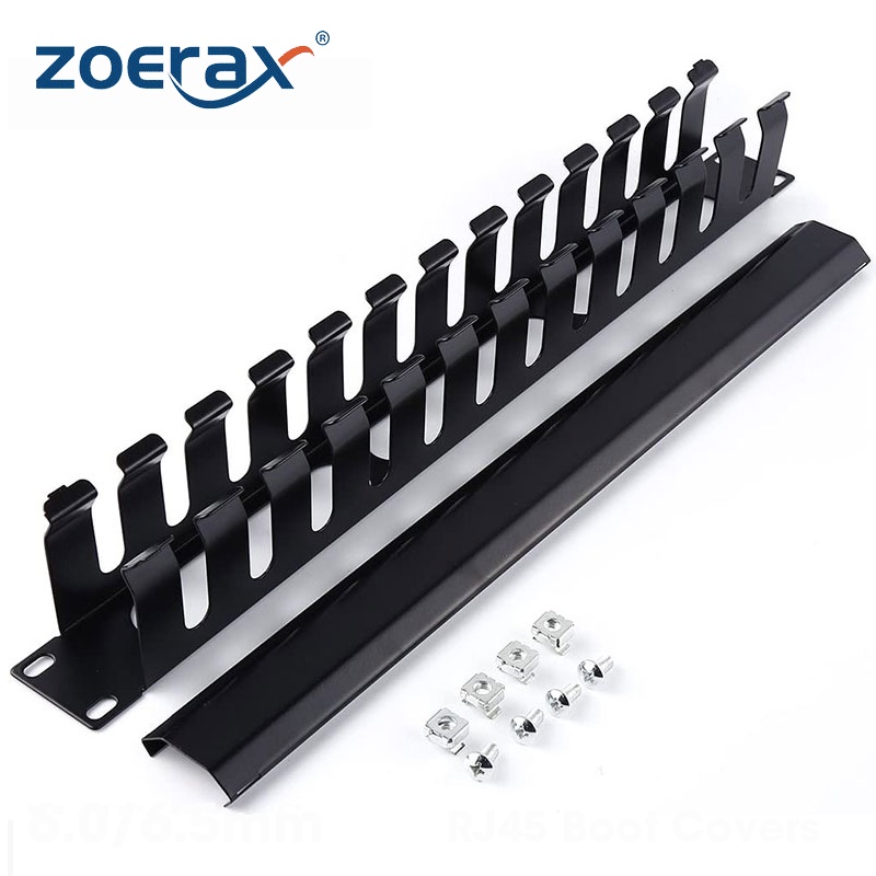 ZoeRax 1U 19 Inch Rack Mount Cable Management- All Metal 24 Slot ...