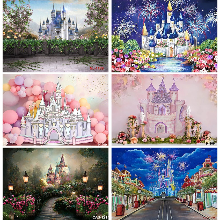 Princess Backdrop for Fairy Tale Blue Sky White Clouds Backgrounds Kids ...