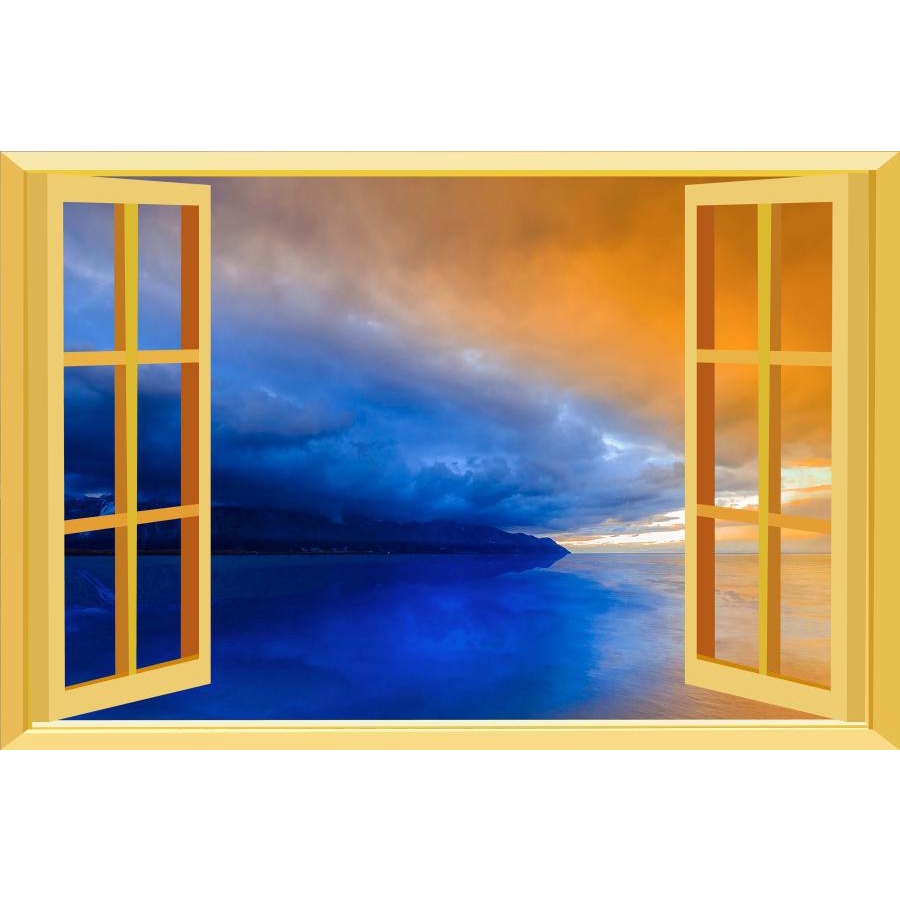 Sea 3D Window View Sticker Wall Art Vinyl Decal Summer Beach Landscape ...
