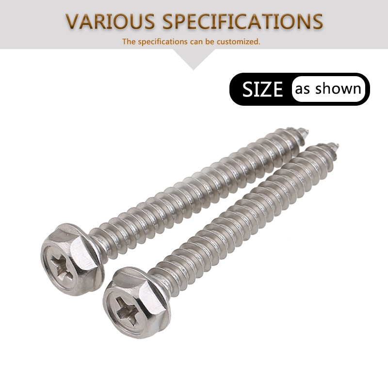 304 Stainless Steel Phillips External Hex Flange Self Tapping Screws ...