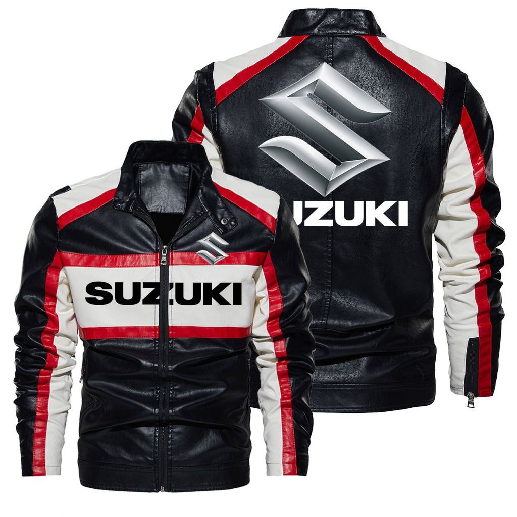 SUZUKI LOGO jacket windproof leather jacket GSX-R600 GSX650F B-King ...